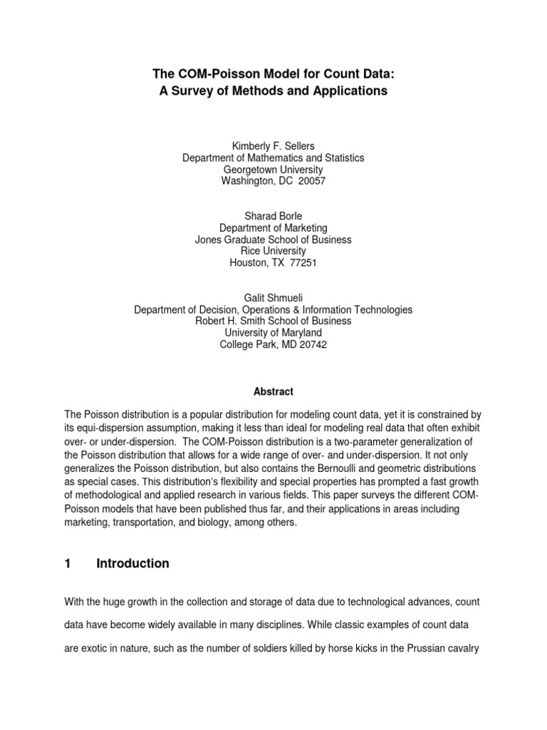 The COM Poisson Model For Count Data A S | PDF | Statistics | Probability