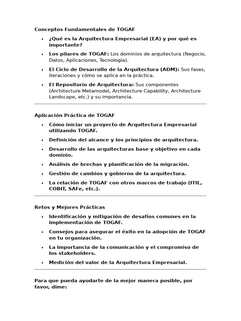 Conceptos Fundamentales de TOGAF | PDF