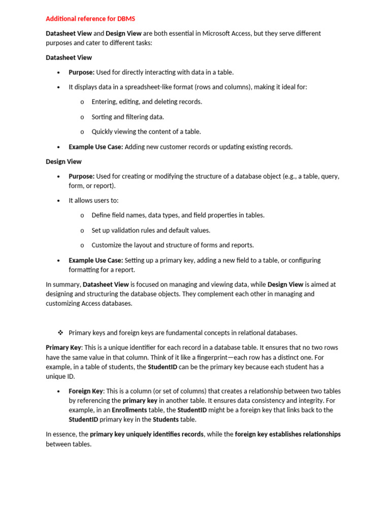 Datasheet and Design View in MS ACCESS | PDF | Databases | Information ...