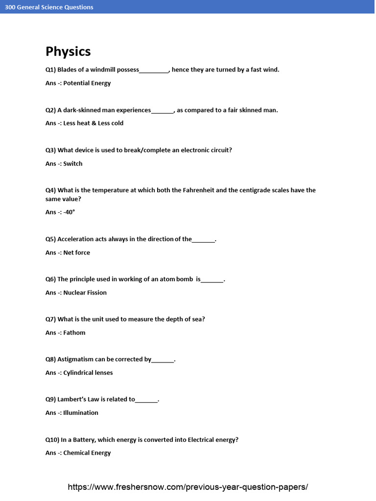 DU Non-Teaching General Science Old Question Paper | PDF | Light | Iron