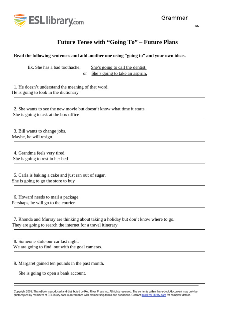 Going To - Will Exercises | PDF