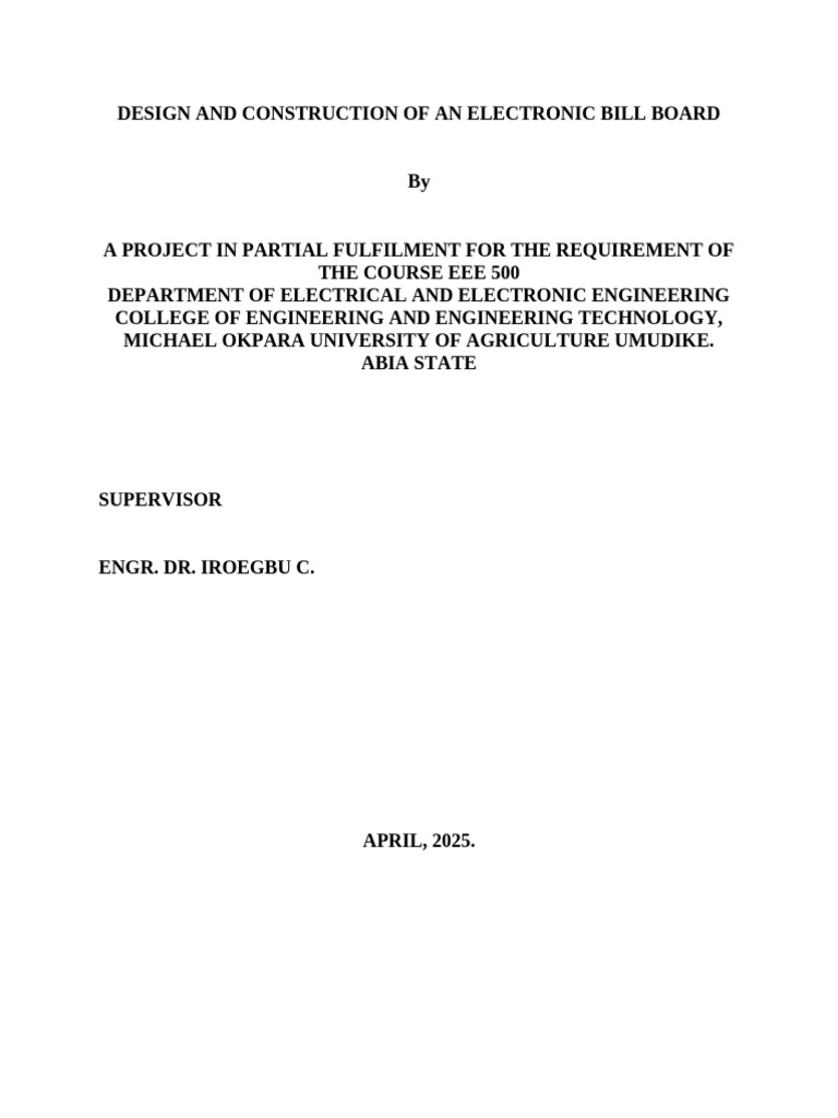 Design and Construction of An Electronic Bill Board - 2025 | PDF | Rectifier | Bipolar Junction ...