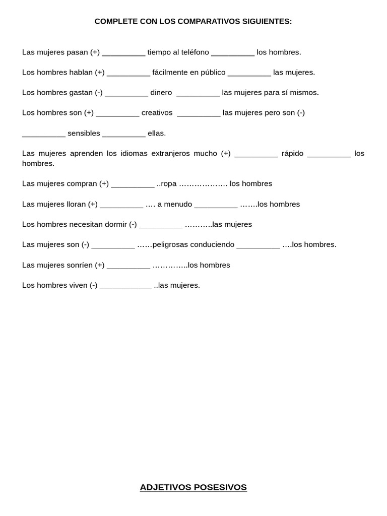 Adjetivos Posesivos | PDF