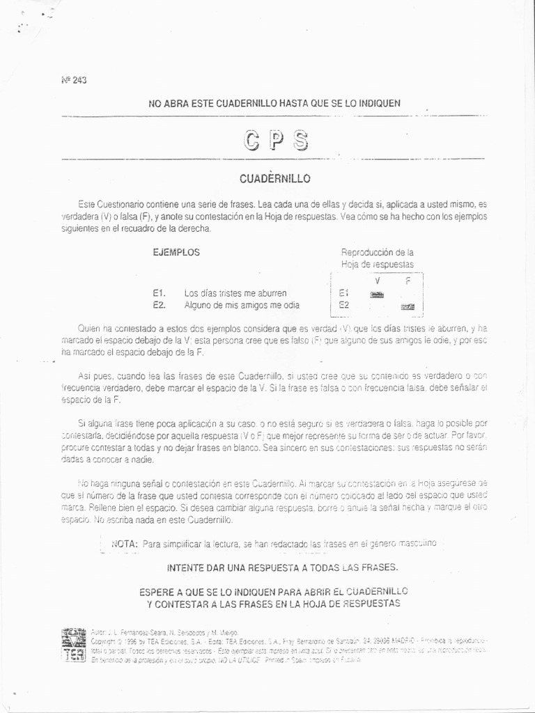 Cuestionario CPS | PDF