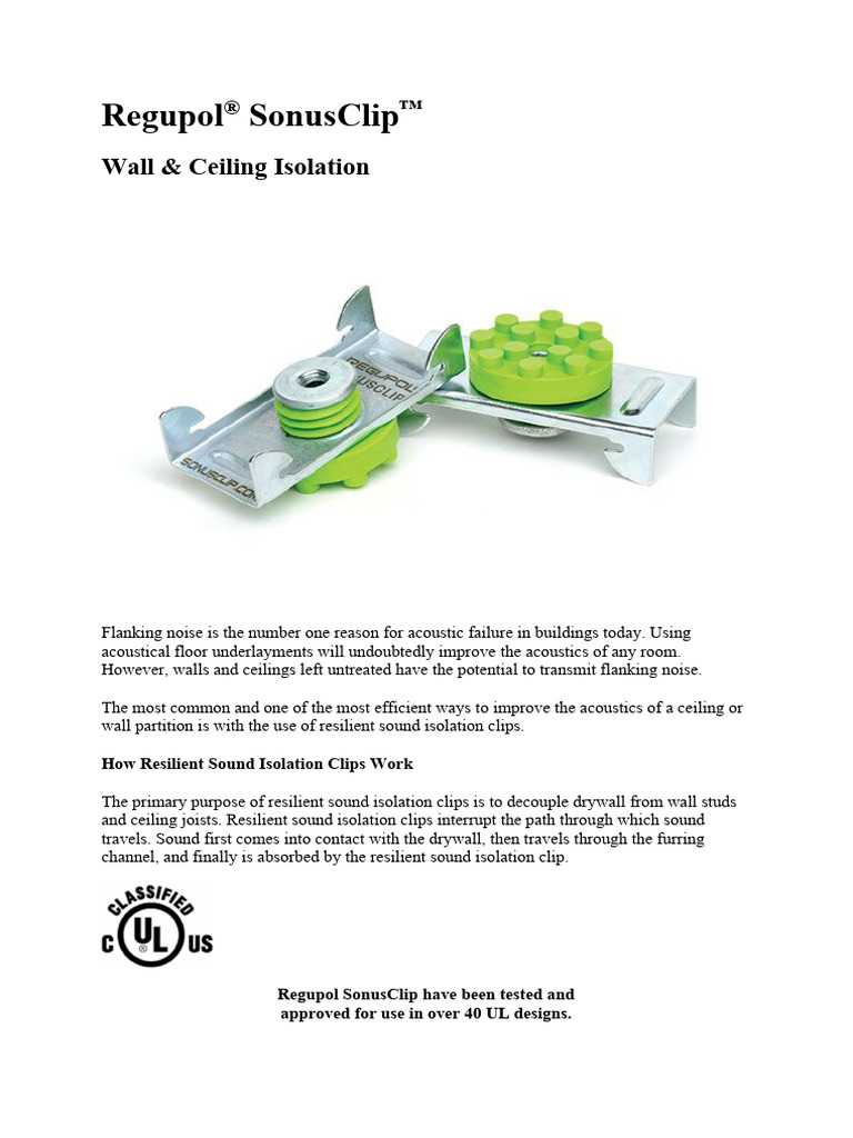Regupol Acoustic Resilient Accessories | PDF | Wall | Drywall