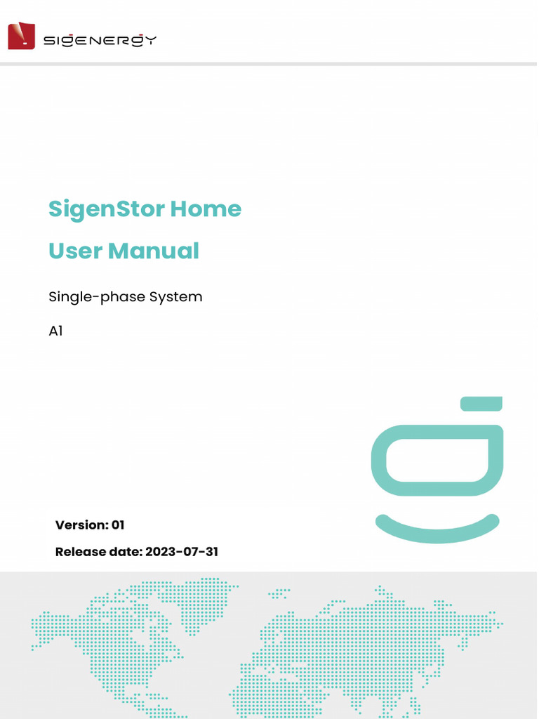 SigenStor Home User Manual - Single-Phase System A1 - EN | PDF | Photovoltaics | Photovoltaic System
