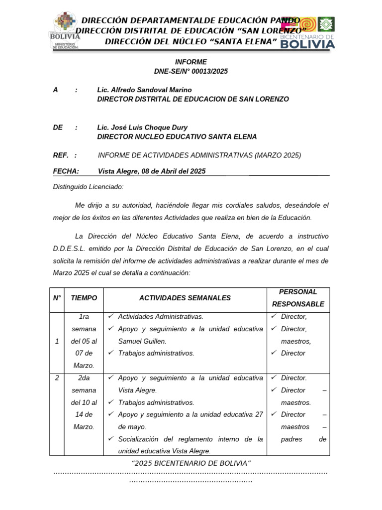 Informe Santa Elena 1325 | PDF
