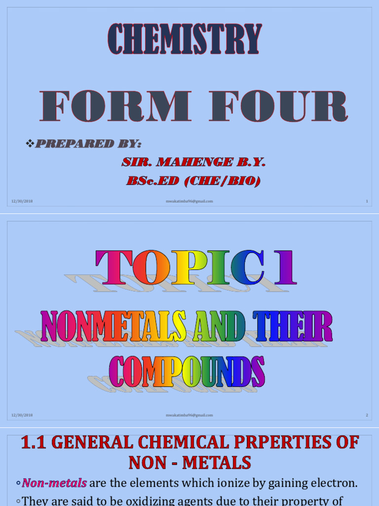 Chem Notes Slide Form Four-1-1 | PDF | Weathering | Chlorine