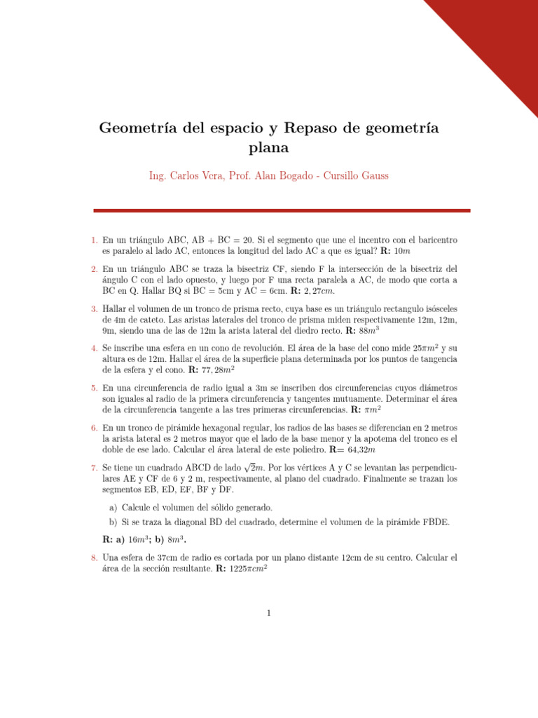 Ejercicios de Geometría | PDF | Triángulo | Rectángulo