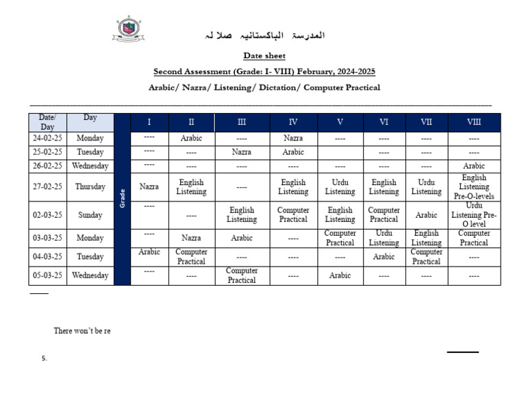 Oral Datesheet-2nd Assessment, Session 24-25 | PDF