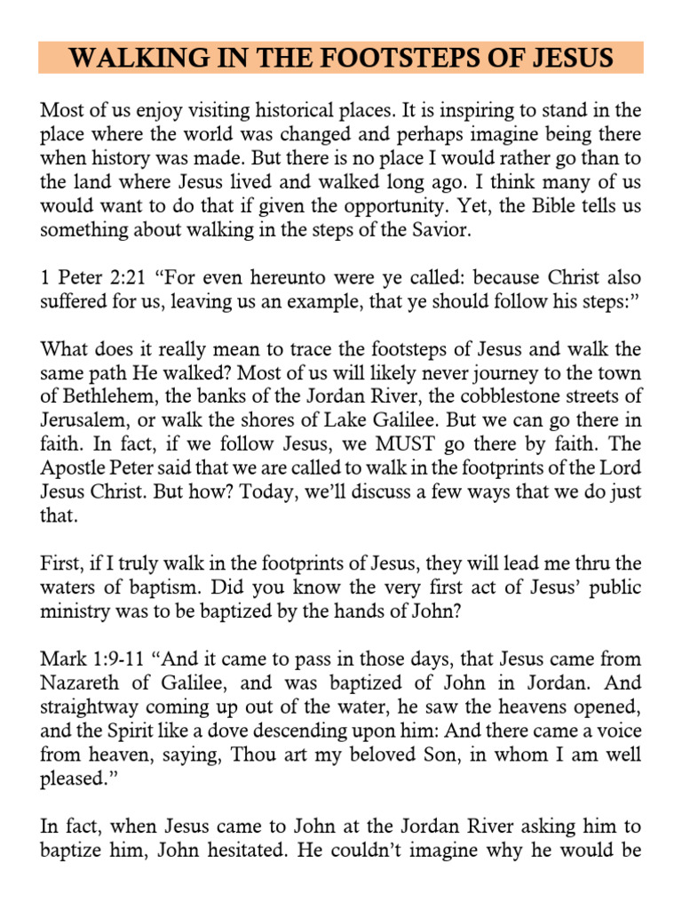 Walking in The Footsteps of Jesus 1 | PDF | Jesus | Baptism