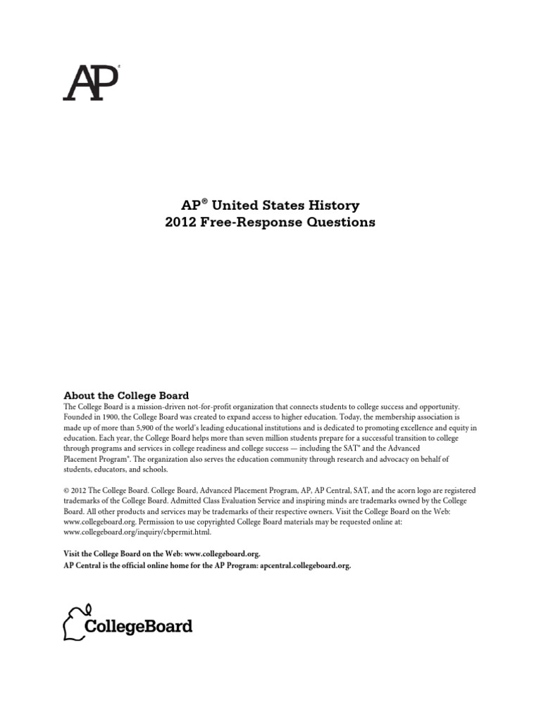 2012 AP US History Free-Response Questions | PDF | Labour Economics