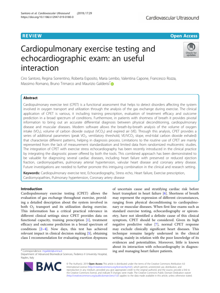 Cardiopulmonary Exercise Testing and Echocardiographic Exam | PDF ...