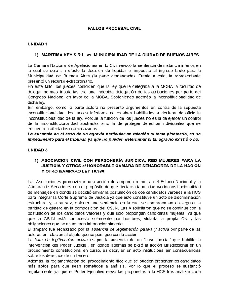 Resumen de Fallos Primer Parcial (EdDPC) | PDF | Ley procesal | Apelación