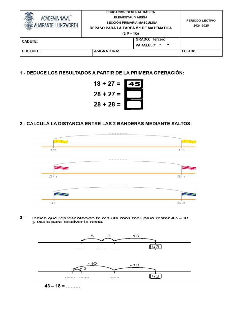 Repaso de Matemáticas para Tercero | PDF