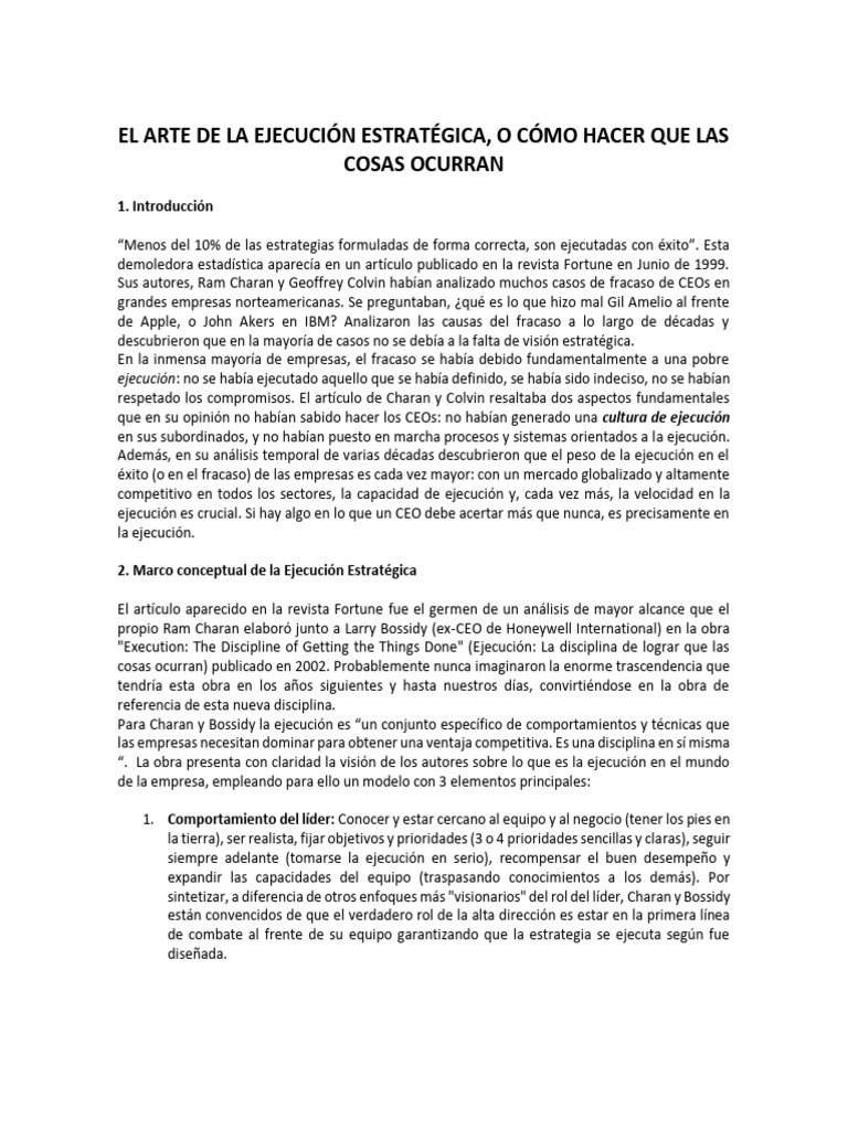 El Arte de La Ejecución | PDF | Business | Planificación estratégica