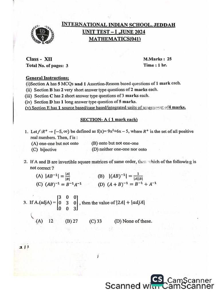 Maths Ut 1 Question Paper Pdf