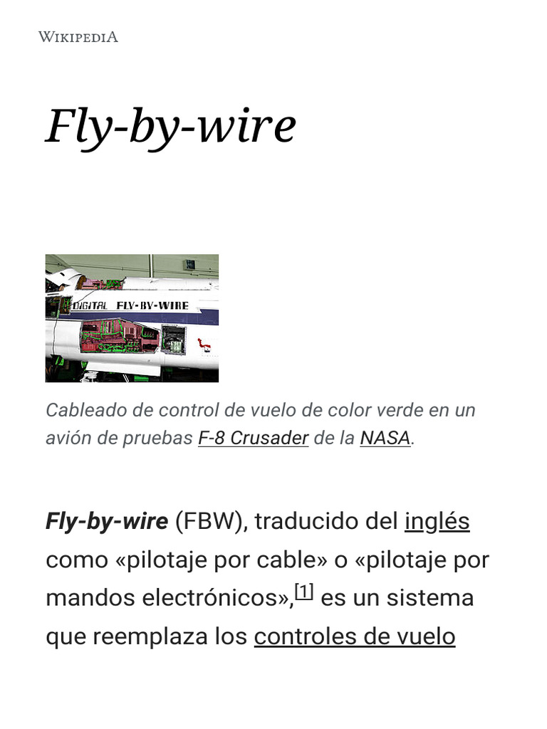 Fly-By-Wire - Wikipedia, La Enciclopedia Libre | PDF | Aviación | Aeronave