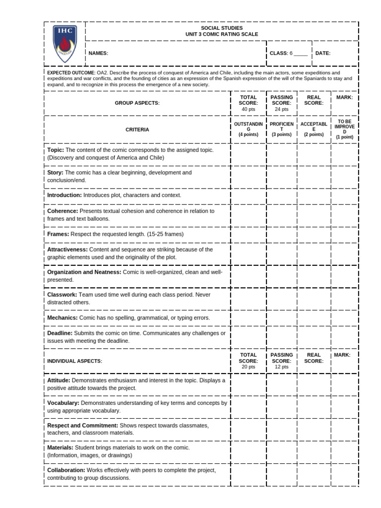 Comic Rating Scale for Social Studies | PDF | Communication | Cognition