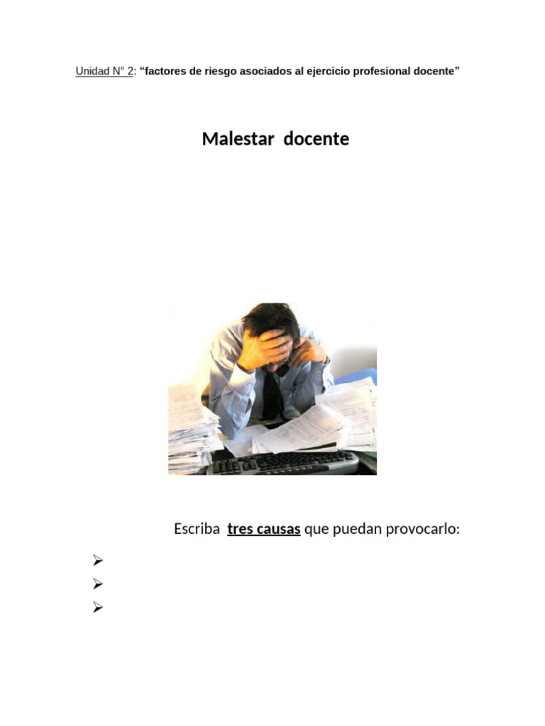 Unidad N 2 Malestar Docente 2022 | PDF