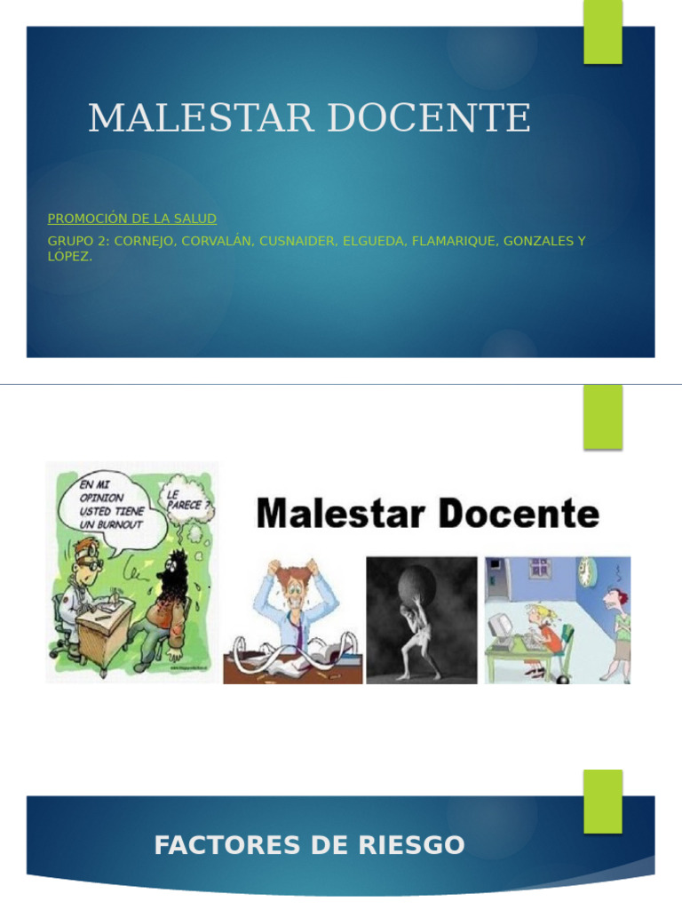 Factores de Riesgo y Malestar Docente | PDF | Apoyo social | Maestros