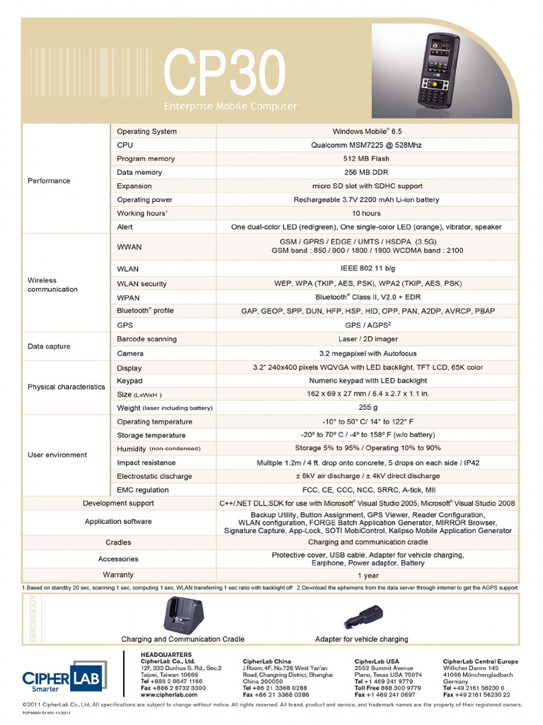 cp-30l Cipherlab Pda Windows Mobile Computer | PDF