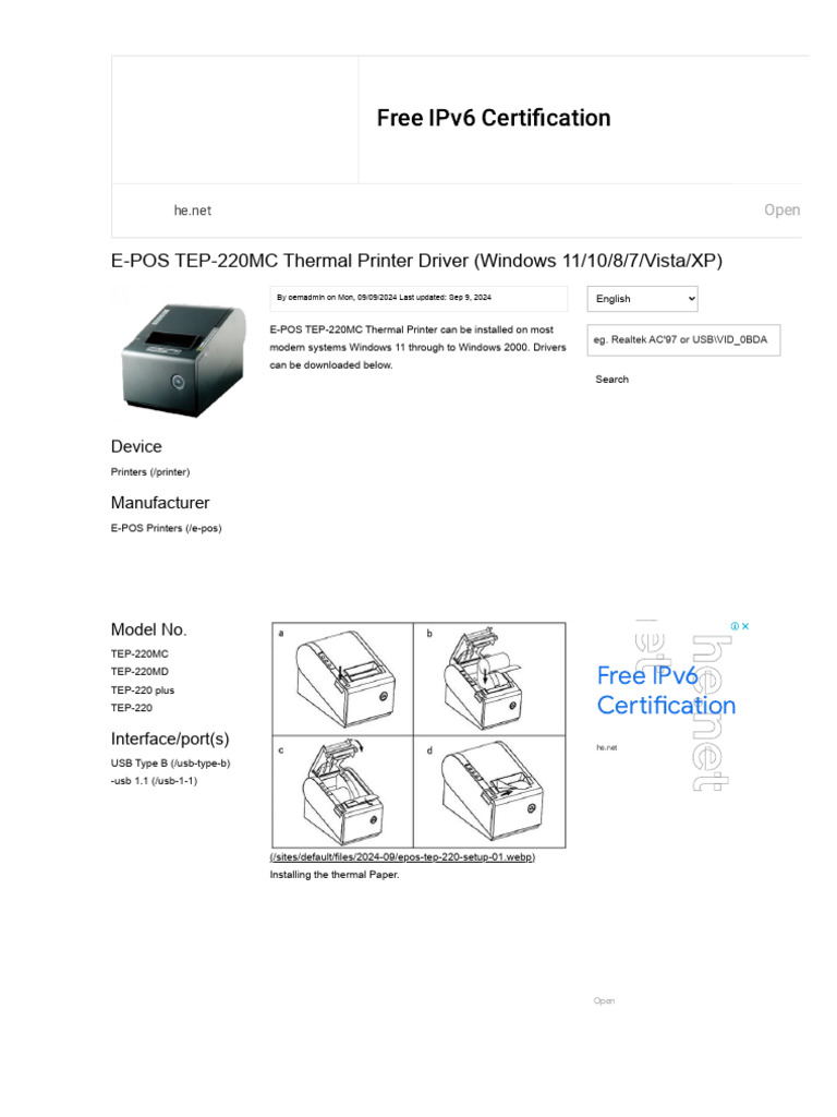 E-POS TEP-220MC Thermal Printer Driver (Windows 11 - 10 - 8 - 7 - Vista ...