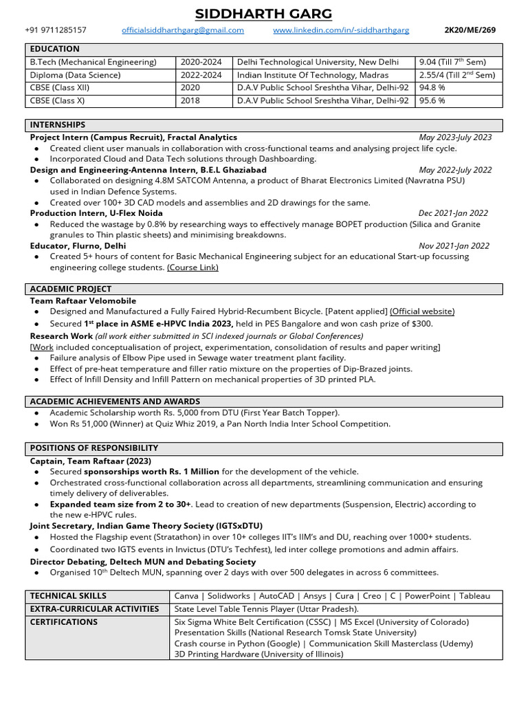 SIDDHARTH GARG Resume v15 | PDF