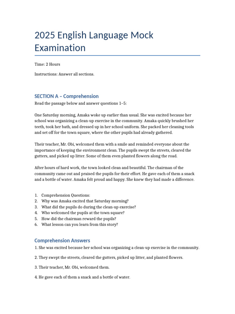 2025 English Mock Comprehension | PDF