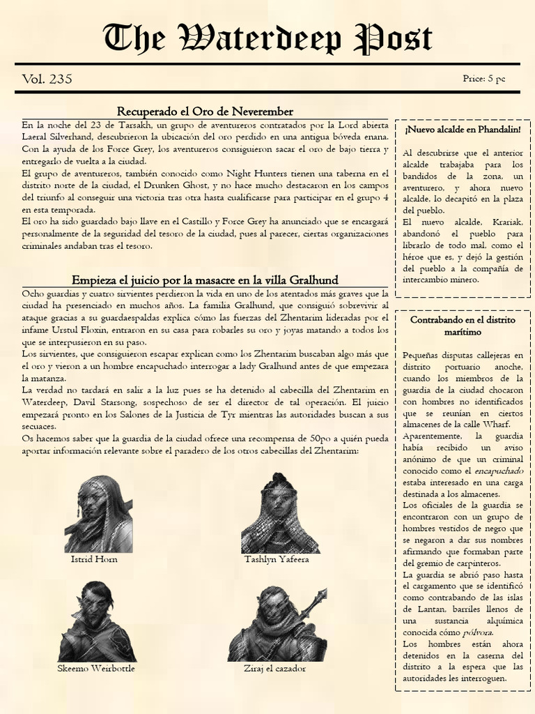 Nuevo alcalde en Phandalin y juicios en Waterdeep | PDF