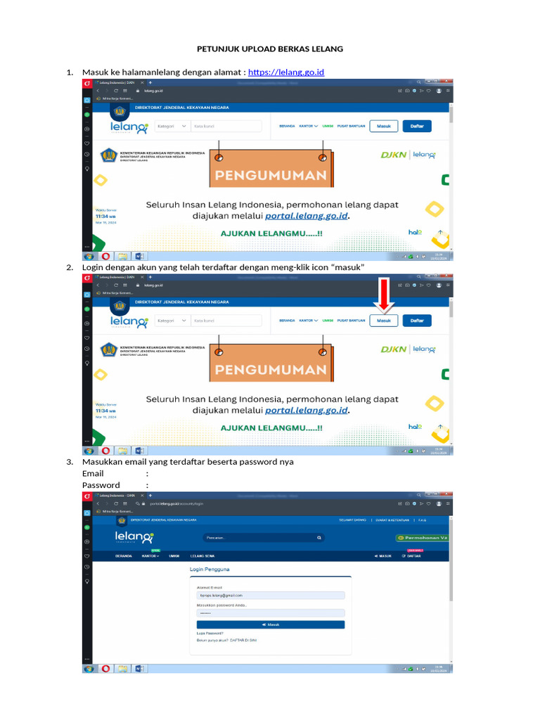 Petunjuk Upload Berkas Lelang 2 | PDF