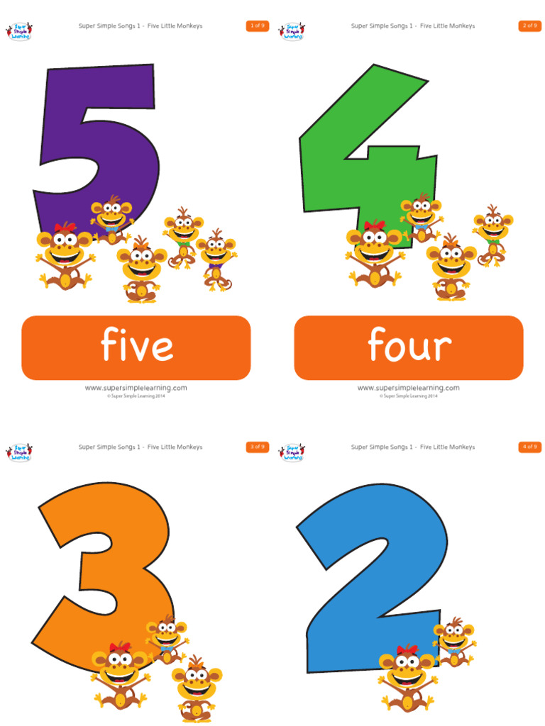 Five Little Monkeys Flashcards 2 | PDF
