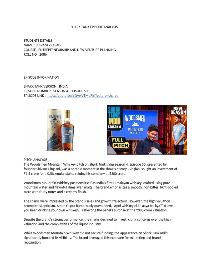 Shark Tank Episode Analysis | PDF