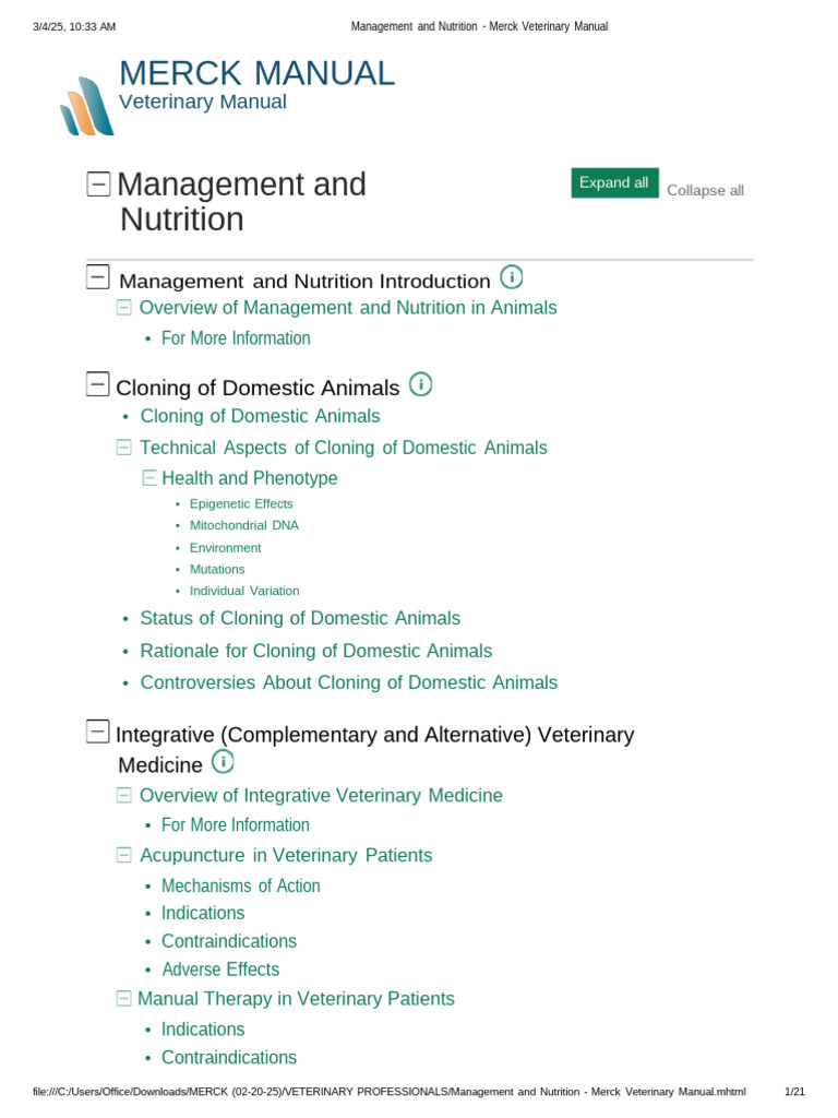 Management and Nutrition - Merck Veterinary Manual | PDF | Cattle | Foods