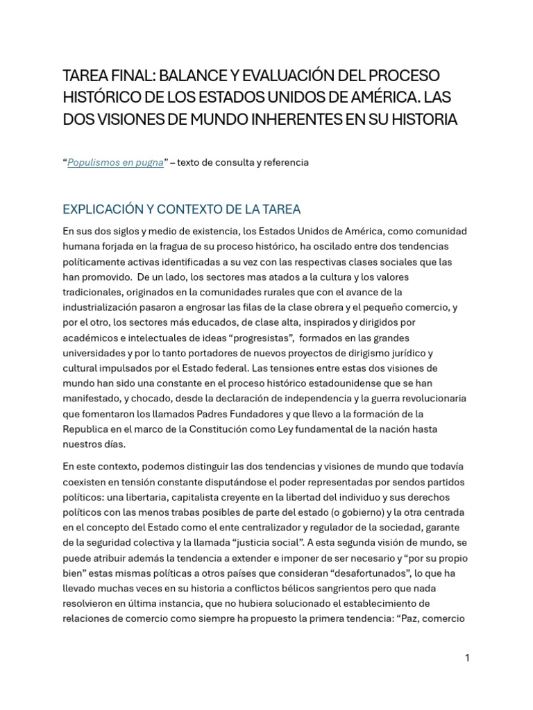 Evaluación de las Visiones Políticas en EE.UU. | PDF | Los Estados ...