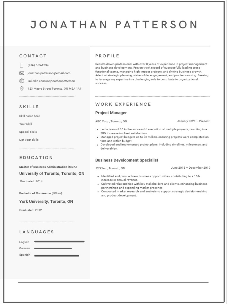Jonathan Patterson Resume Template | PDF | Business | Leadership
