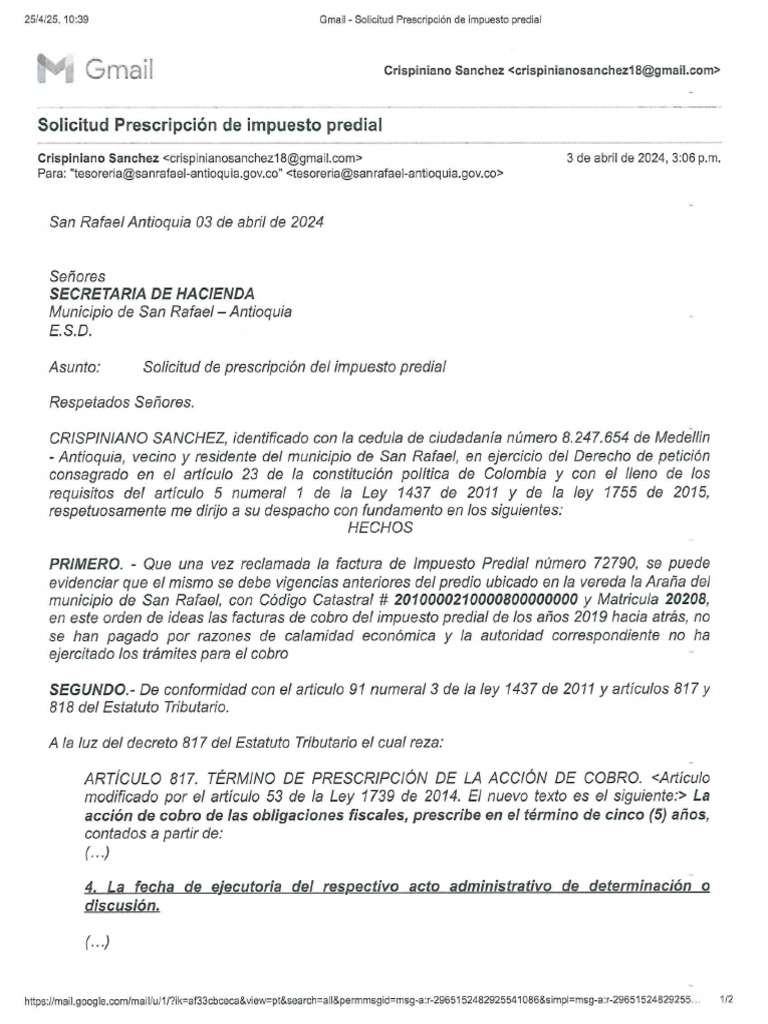 Prescripcion Impuesto Predial | PDF