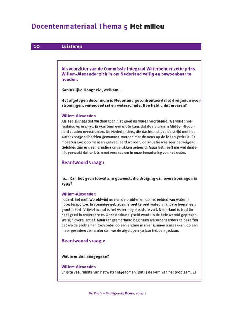 Thema 5 - Oefening 10 Transcript | PDF