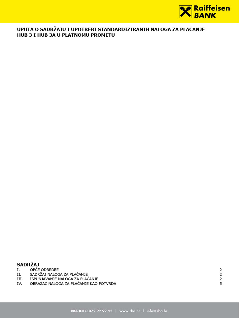 Uputa o Sadržaju I Upotrebi Standardiziranih Naloga Za Plaćanje | PDF