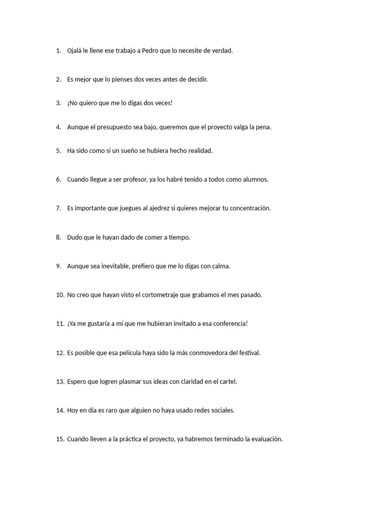 Frases para Traducir. Importante | PDF