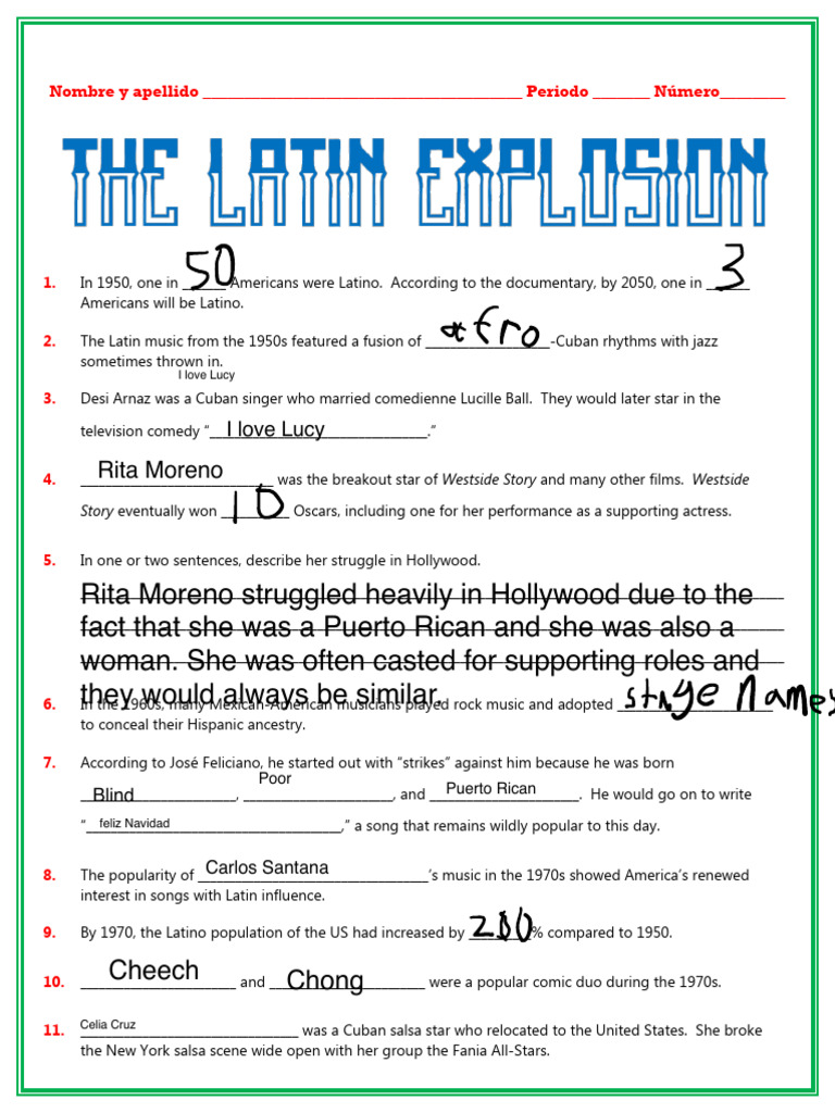 Edited - Ian Checksfield - Latin Explosion HBO Documentary Guided Notes ...