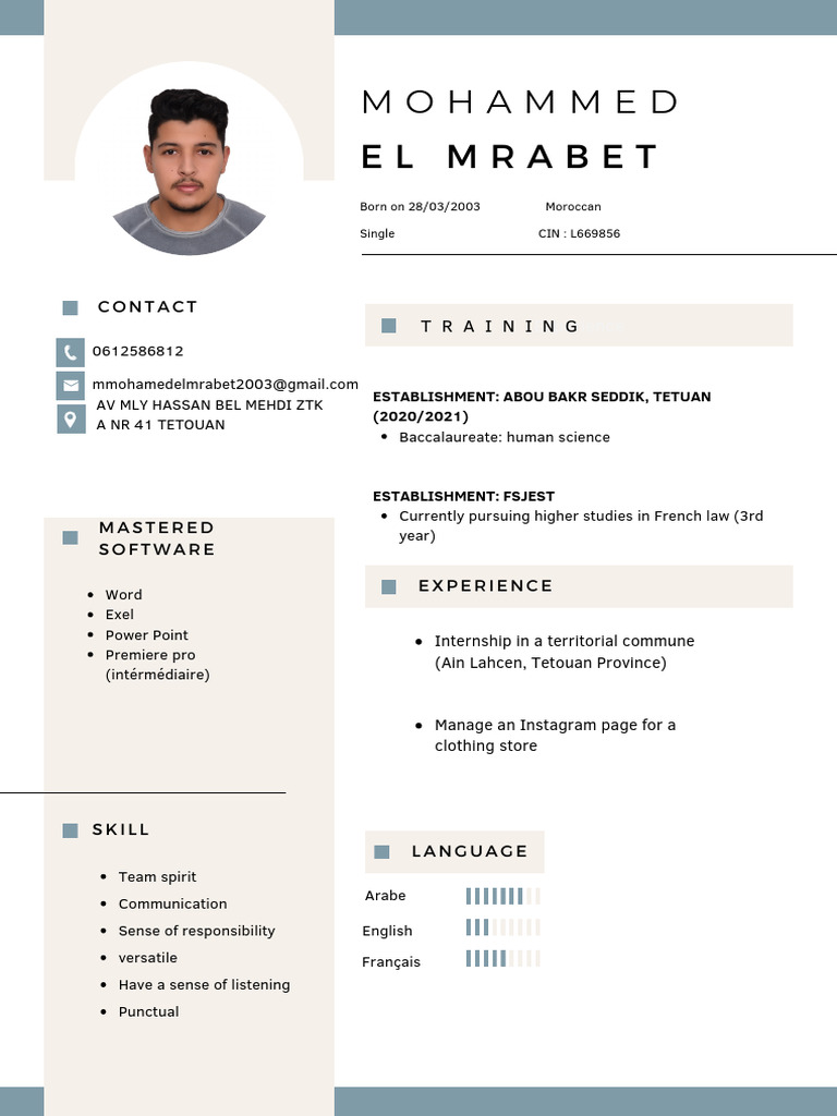 Curriculum Vitae of Mohammed El Mrabet | PDF