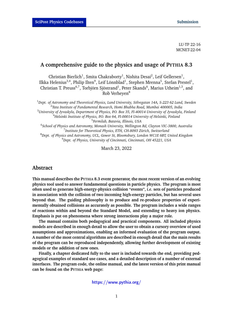 Manual Pythia | PDF | Elementary Particle | Hadron