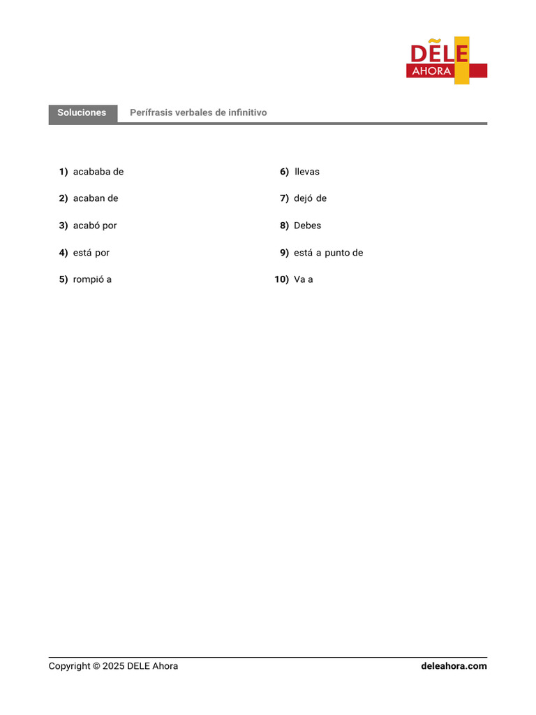 Perifrasis Verbales de Infinitivo Soluciones | PDF
