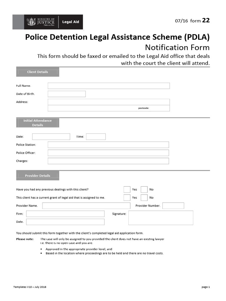 PDLA Notification Form Template | PDF