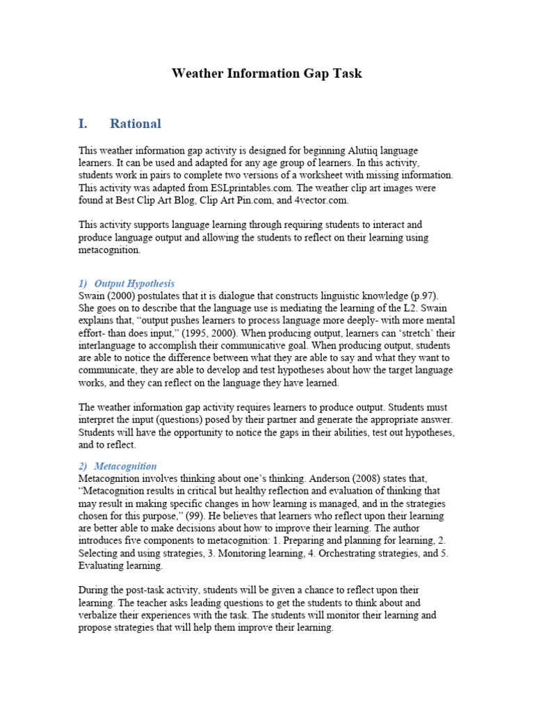 Mandarin Weather - Information - Gap - Task | PDF | Metacognition ...