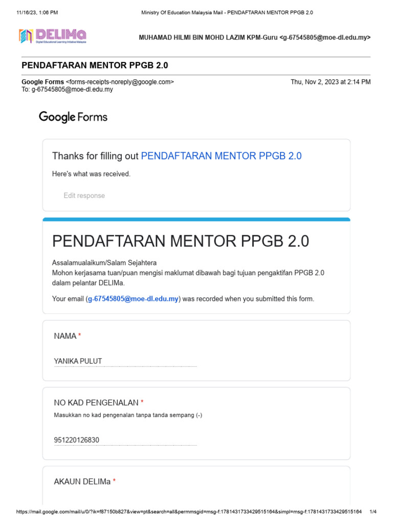 Pendaftaran Mentor PPGB 2.0 | PDF