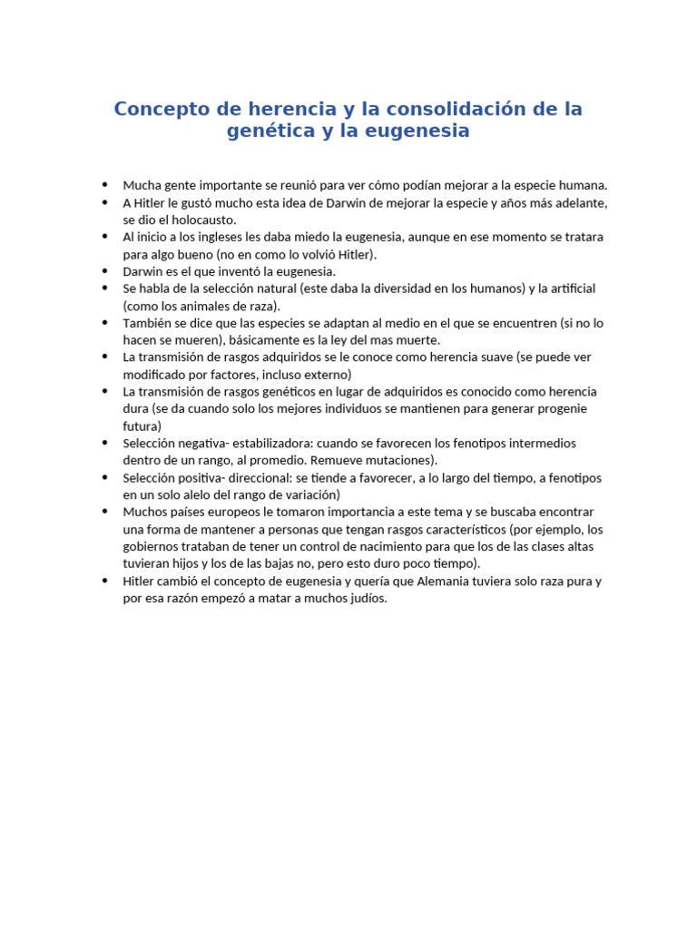 Herencia y Eugenesia | PDF