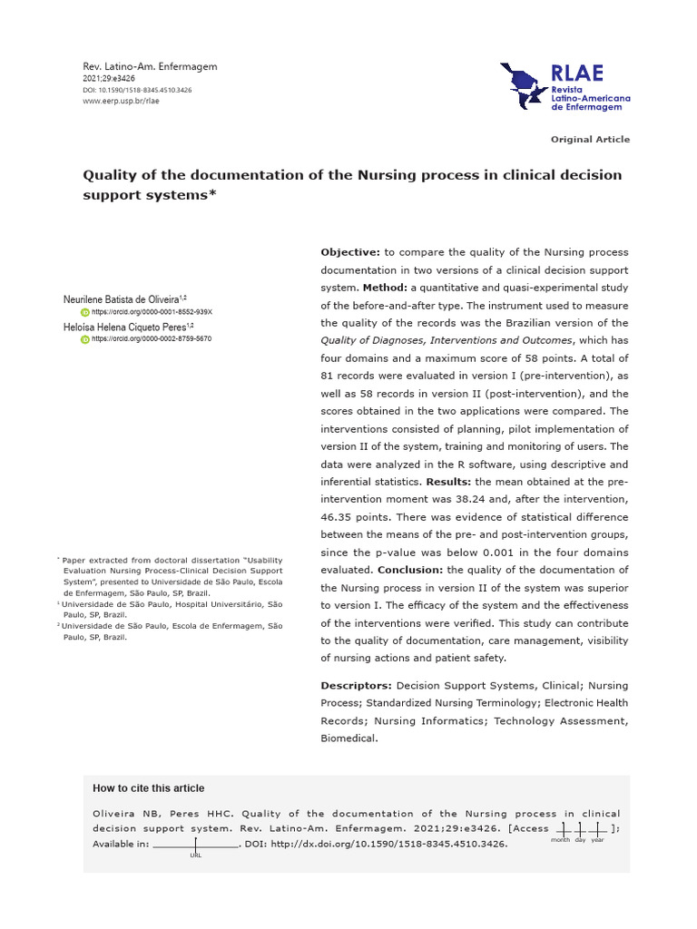 Quality of The Documentation o | PDF | Nursing | Medical Diagnosis