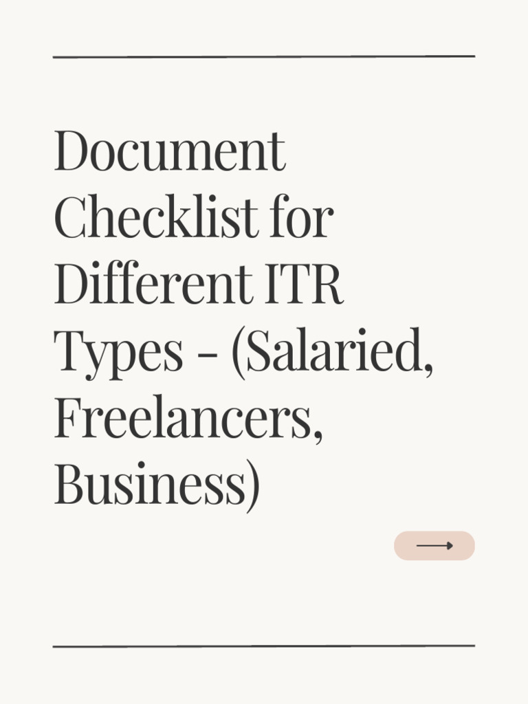 Document Checklist For Different ITR Types - (Salaried, Freelancers ...